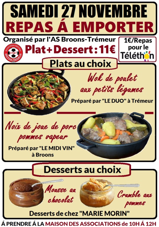 Repas à emporter - AS Broons-Trémeur